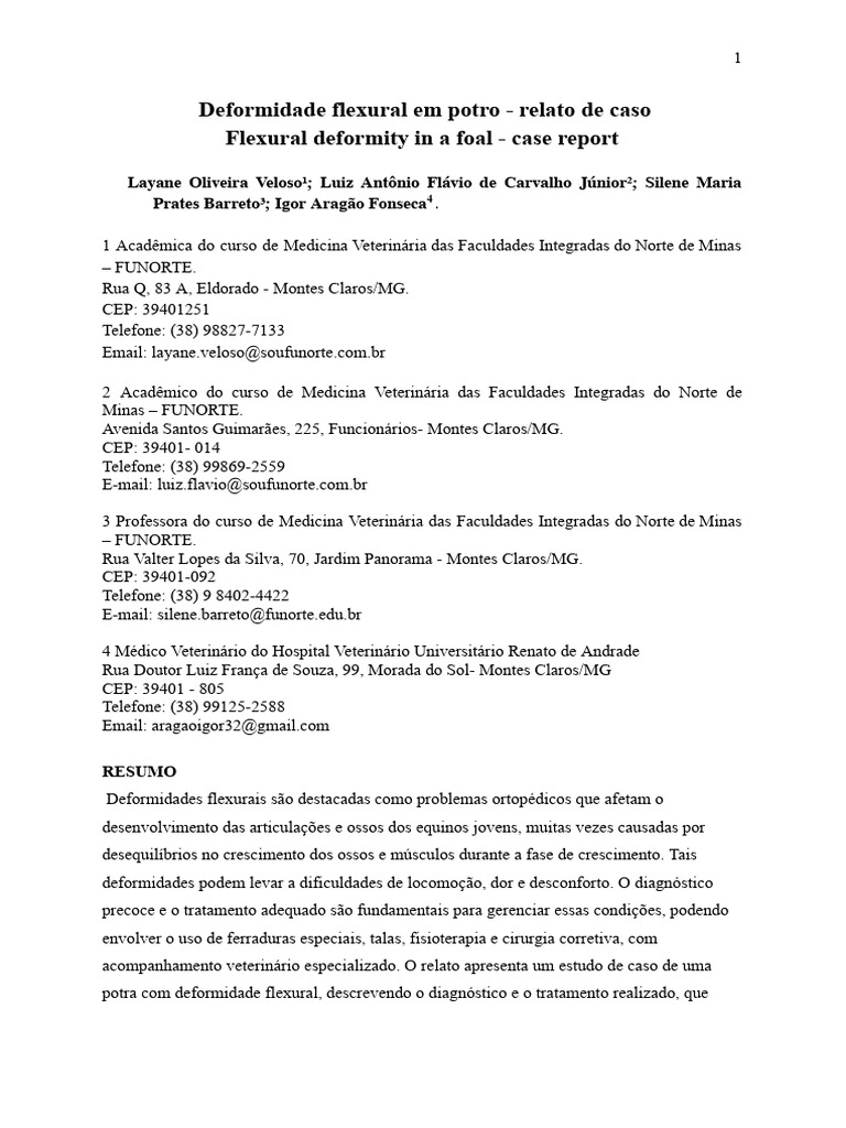 Deformidade Flexural em Potro - Relato de Caso.. - Medicina Veterinária - 2024.1 | PDF | Cavalos ...