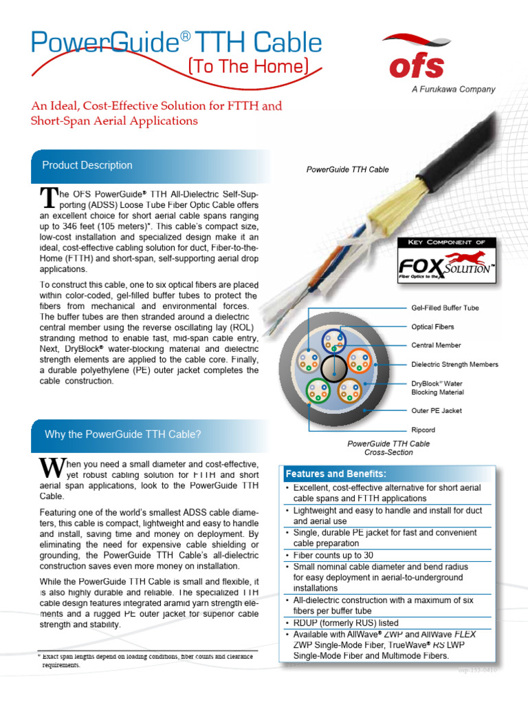 PowerGuide TTH Cable 153 Web | PDF | Optical Fiber | Fiber To The X