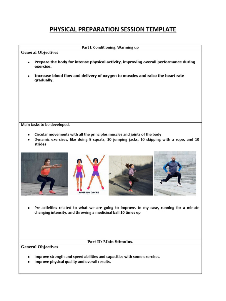 Physical Preparation Session Template | PDF | Career & Growth | Self ...