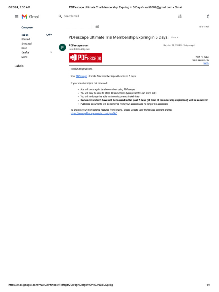 PDFescape Trial Membership Expiration Notice | PDF | Websites | Network ...