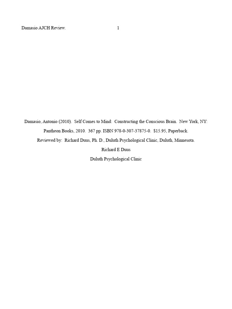 Self Comes To Mind Constructing The Cons | PDF | Consciousness ...