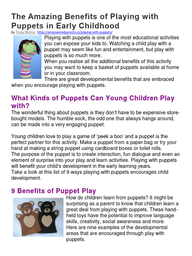 The Amazing Benefits of Playing With Puppets in Early Childhood | PDF ...