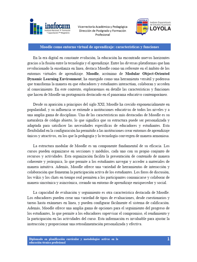 Características de Moodle en educación | PDF | Moodle | Aprendizaje
