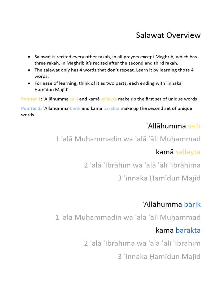 Salawat Recitation Guide | PDF