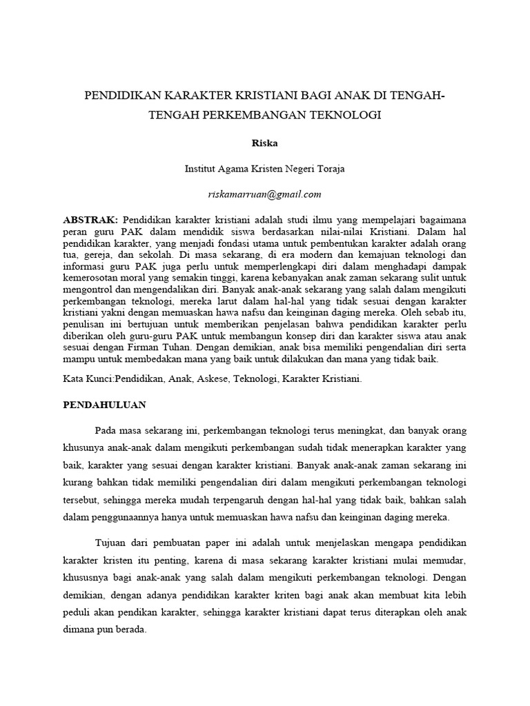 Pendidikan Karakter Kristiani Anak Modern | PDF