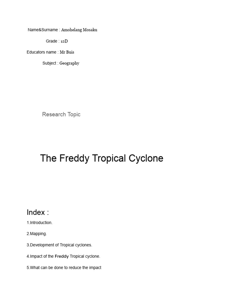 Tropical Cyclone Freddy Overview and Impact | PDF | Tropical Cyclones ...