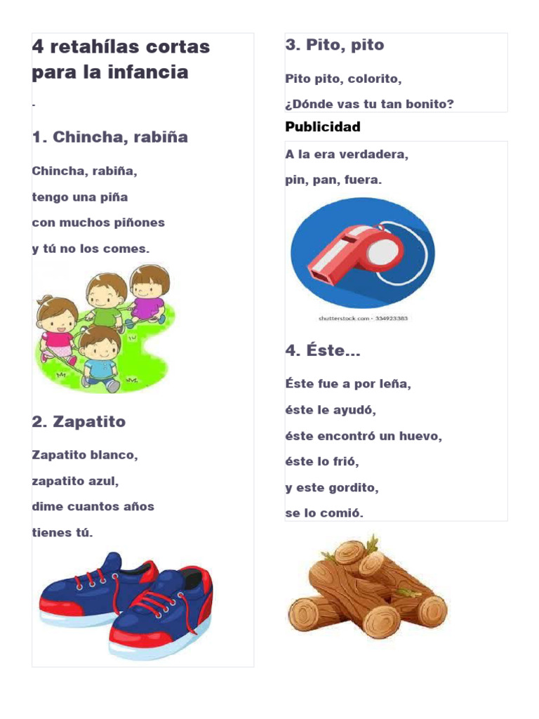 4 Retahílas Cortas para La Infancia | PDF