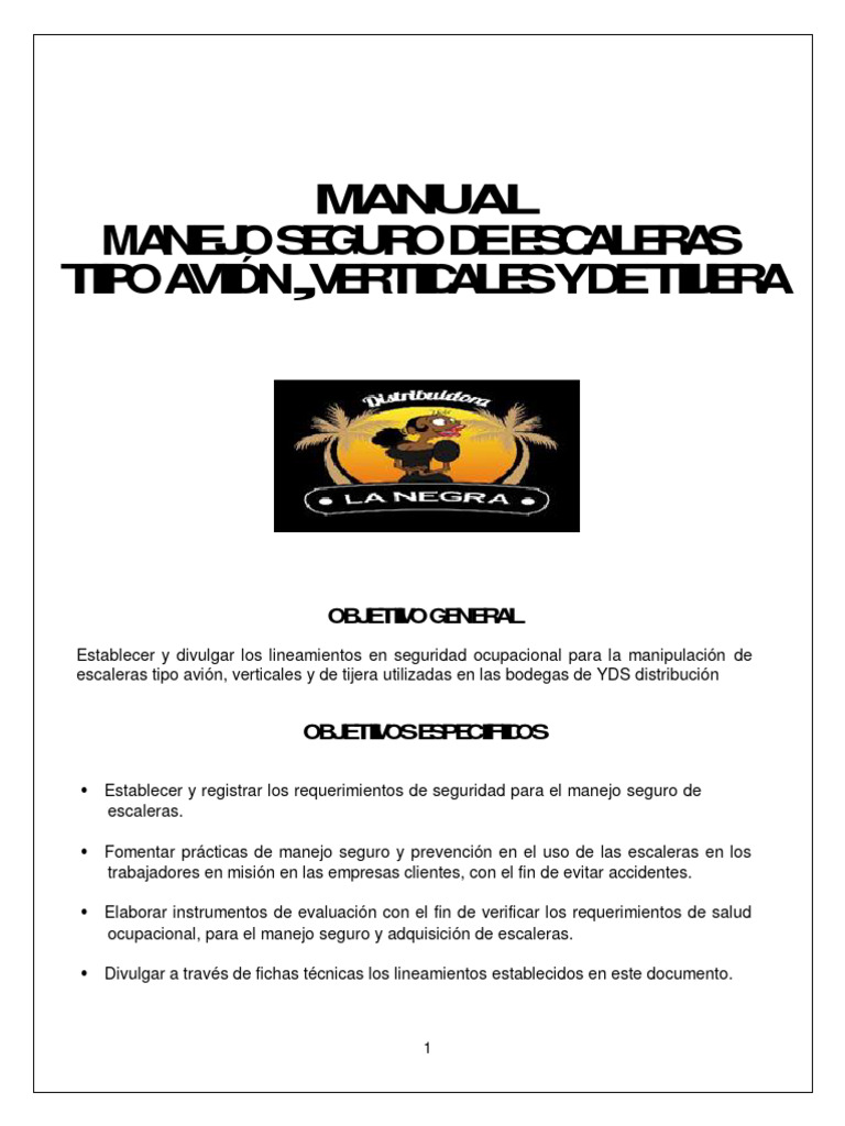 Manual Manejo Seguro de Escaleras Tipo Avion Verticales y de Tijera | PDF | Escalera | Seguridad ...