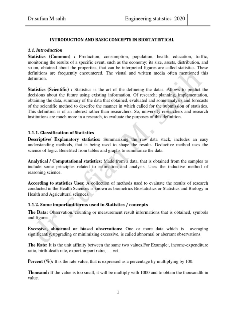 Dr. Sufian M. Salih / Introduction and Basic Concepts in Biostatistical | PDF | Level Of ...