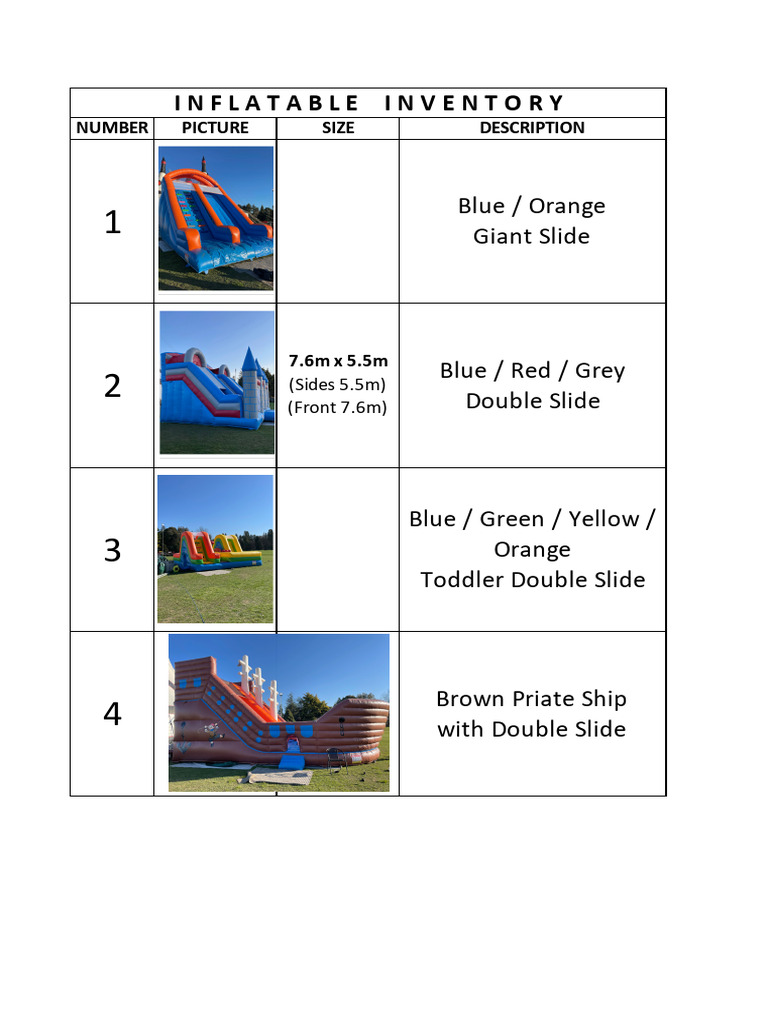 INFLATABLE INVENTORY | PDF | Color | Rainbow