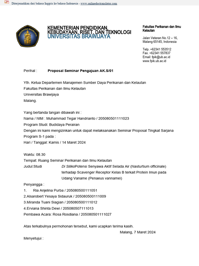 Formulir Pengajuan Sempro Tegar - En.id | PDF