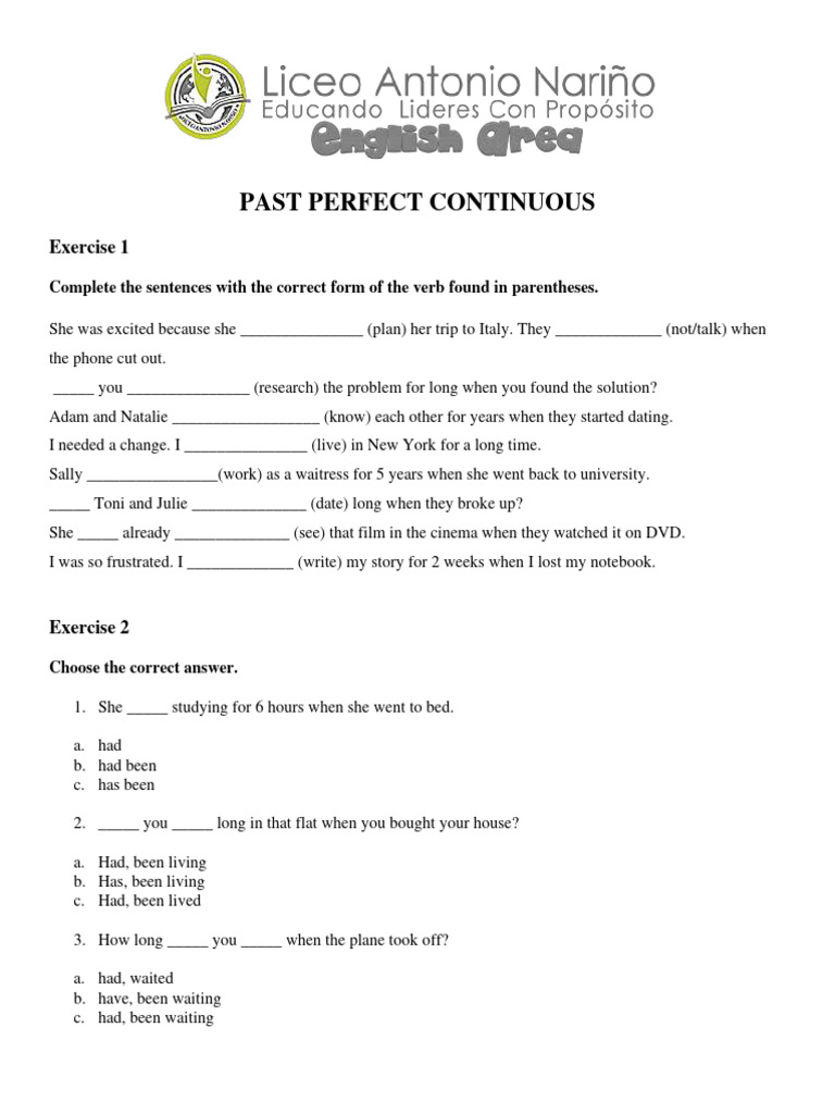 Past Perfect Continuous | PDF