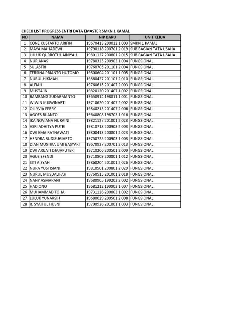 Checklist Progres E-Master | PDF