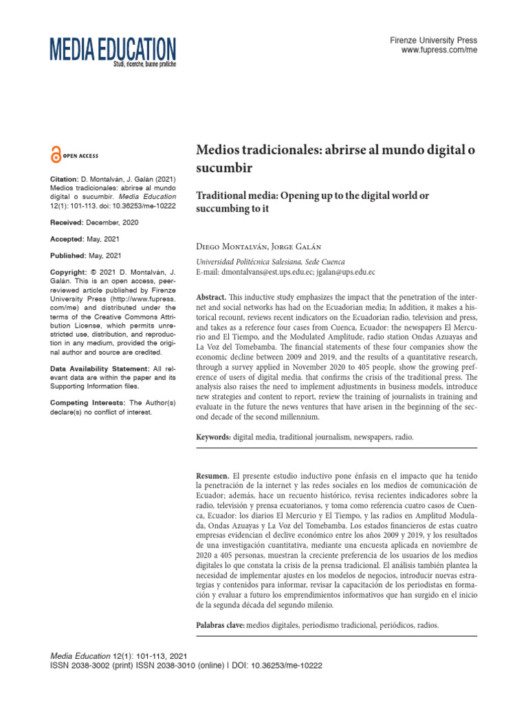 Medios Tradicionales - Abrirse Al Mundo Digital o Sucumbir | PDF ...