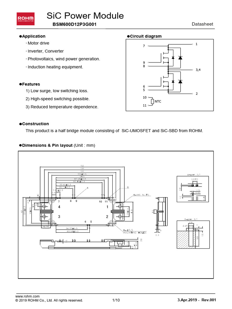 bsm600d12p3g001 E-1829912 | PDF | Electronics | Electronic Engineering