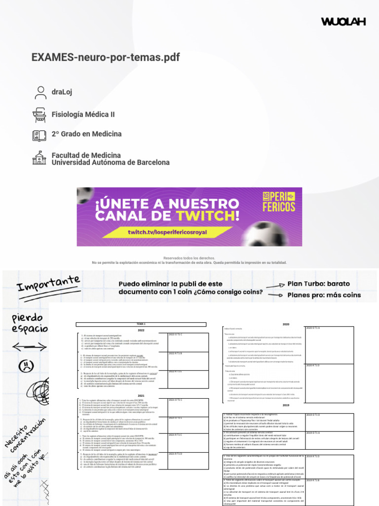 Examenes Por Temas Fisio-II P-1 | PDF