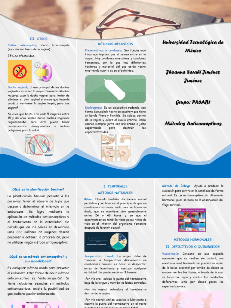Triptico - Métodos Anticonceptivos | PDF | Control de la natalidad | Condón