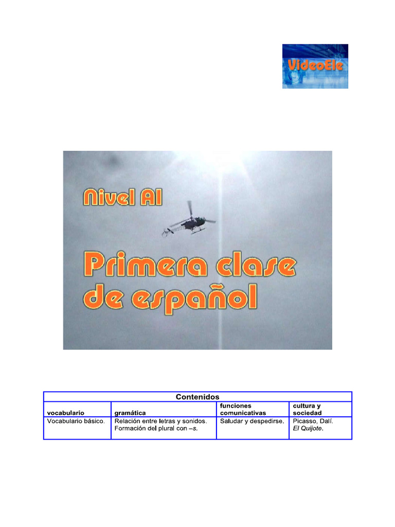 Guia Didáctica de - Primera Clase de Español - Nivel A1 | PDF