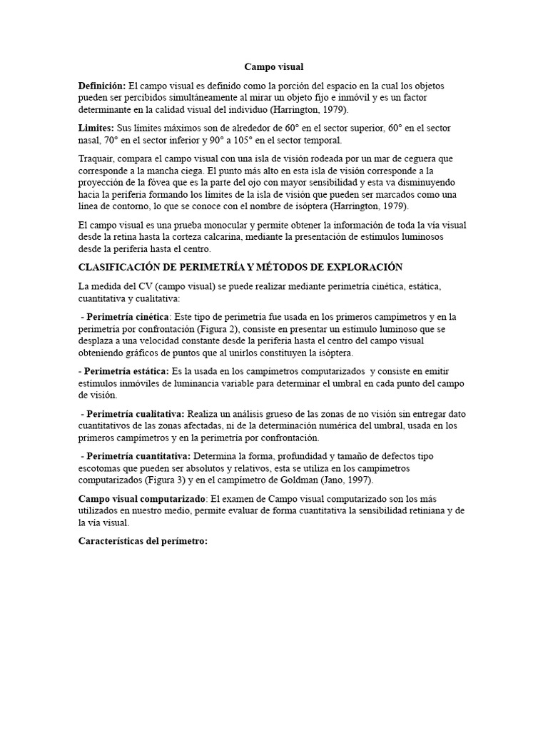 Resumen de Campo Visual | PDF | Percepción visual | Óptica