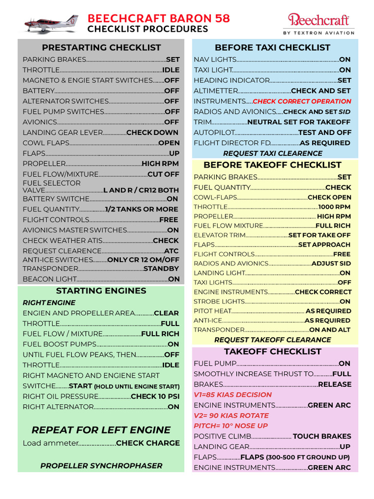 BARON 58 CHECKLIST | PDF
