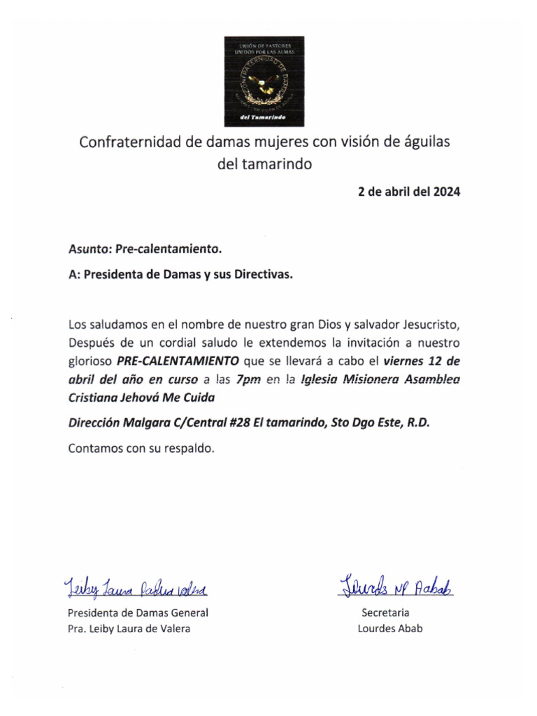 Carta de iglesia y confranternidad y modelo de diseño de cartas | PDF