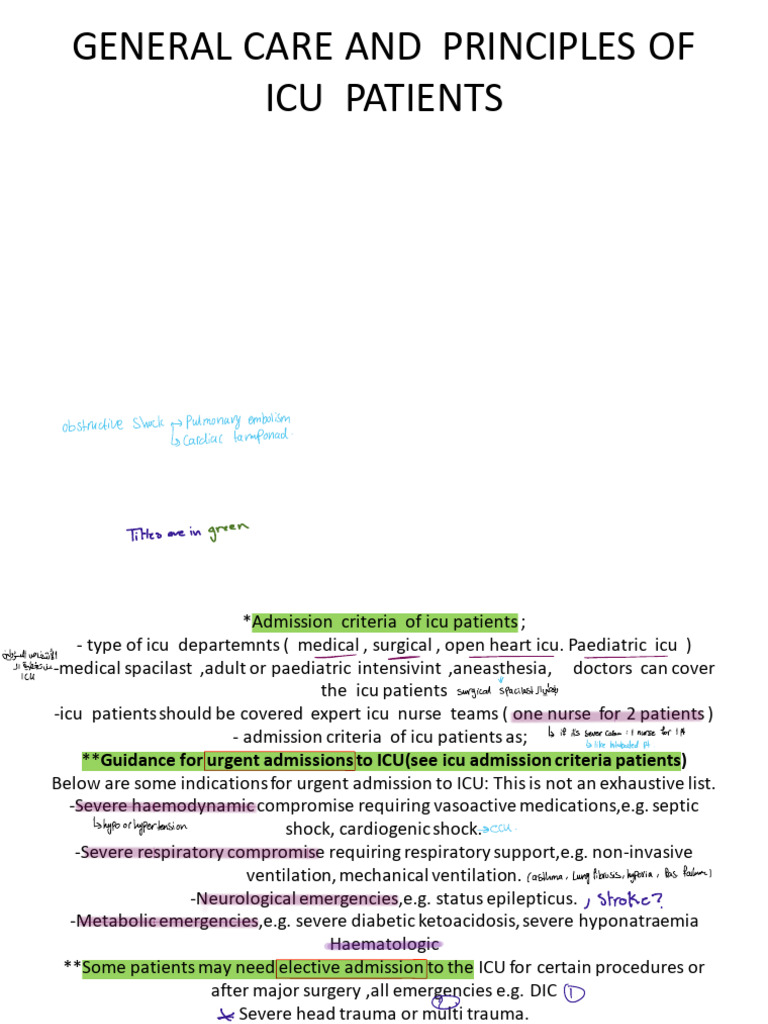 General Icu Care and Principles | PDF | Intensive Care Unit | Sepsis
