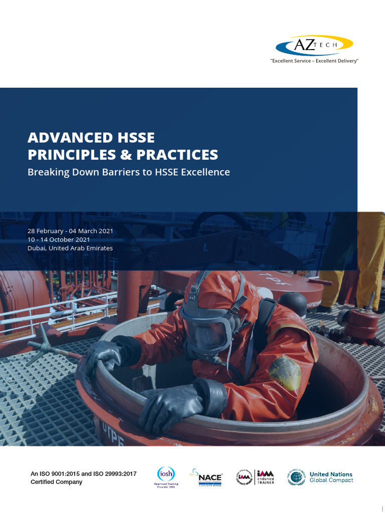 Advanced HSSE Principles Practices | PDF | Risk | Leadership
