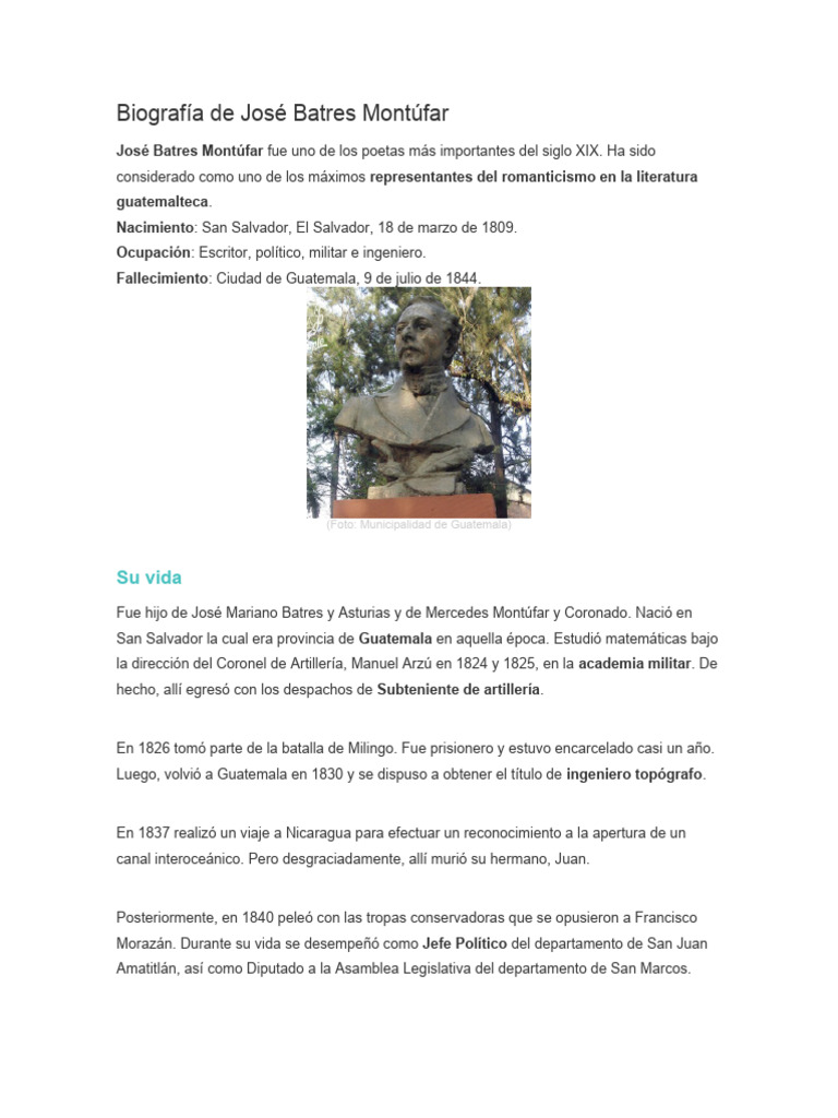 Biografía de José Batres Montúfar | PDF