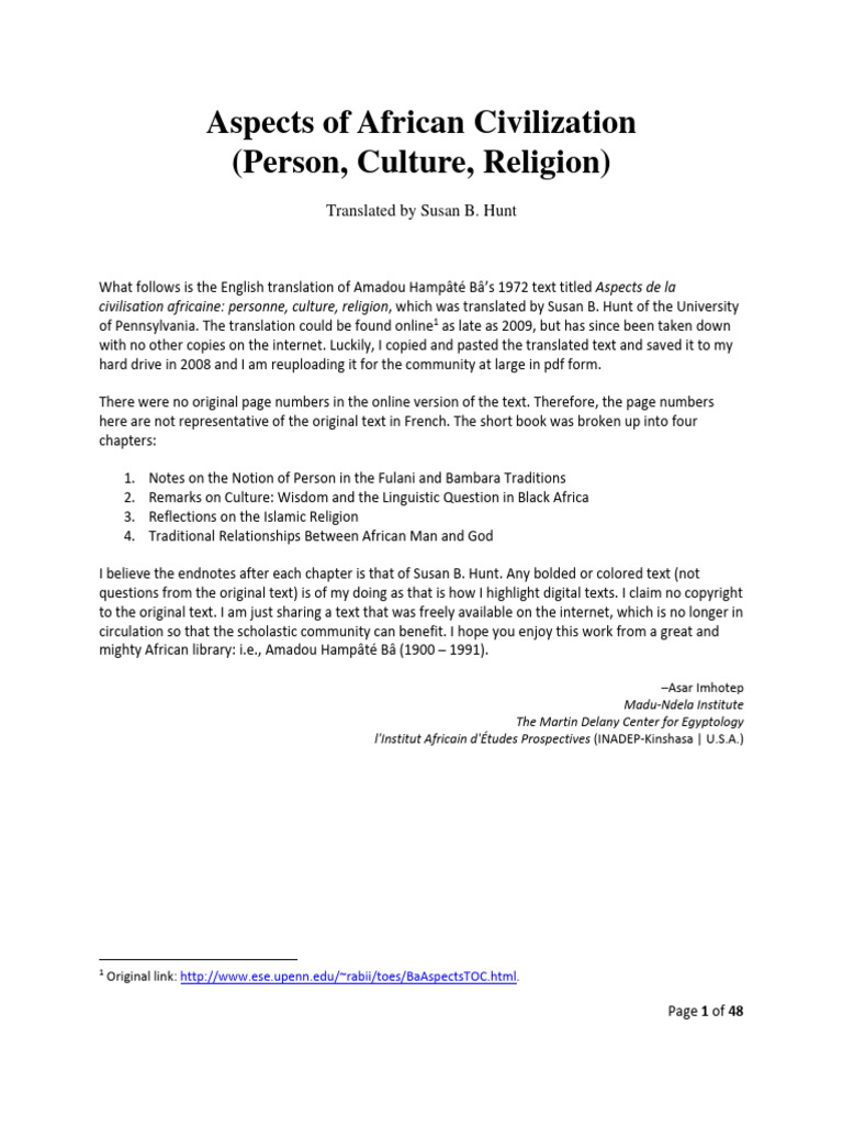 Aspects of African Civilization | PDF