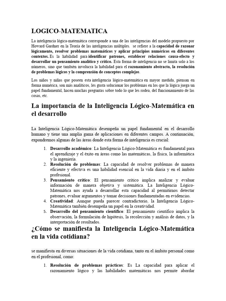 Logico Matematica | PDF | Pensamiento | Inteligencia