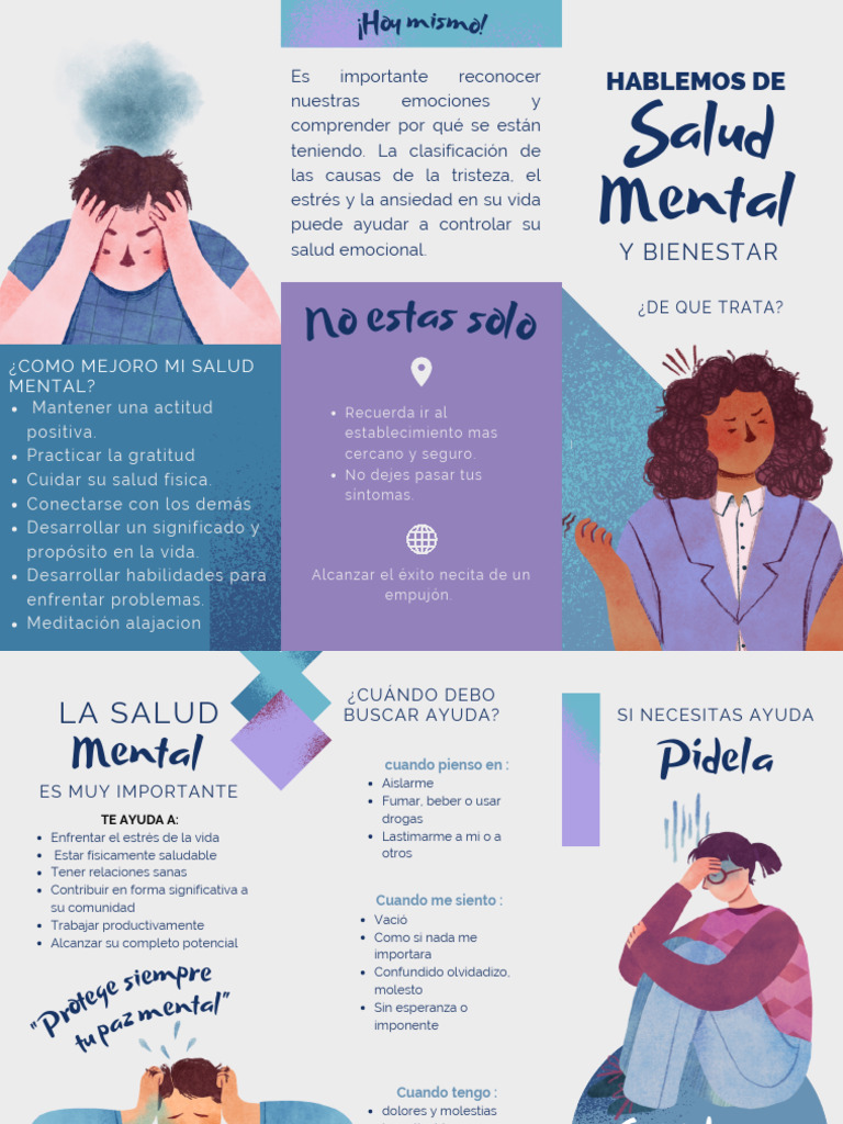 Tríptico Salud Mental | Descargar gratis PDF | Salud mental | Las emociones
