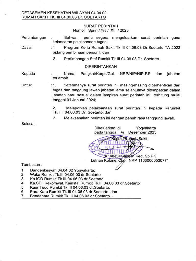 Sprin Penempatan 2023 | PDF