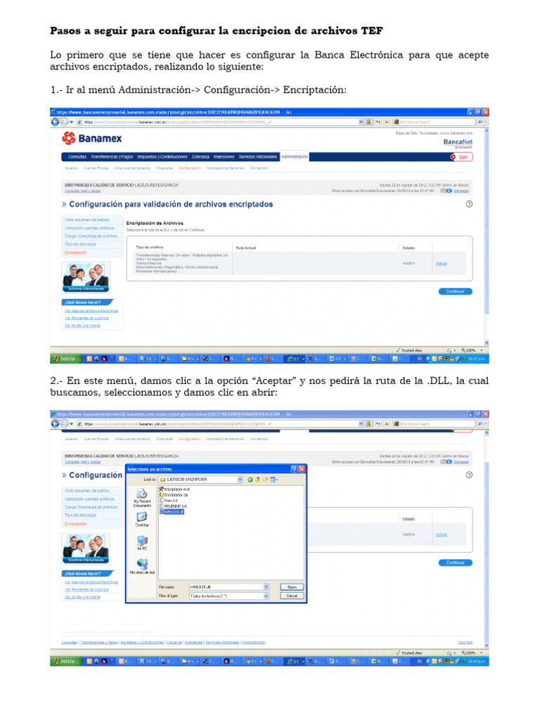 Configura Encriptación TEF en Banca Electrónica | PDF | Informática ...