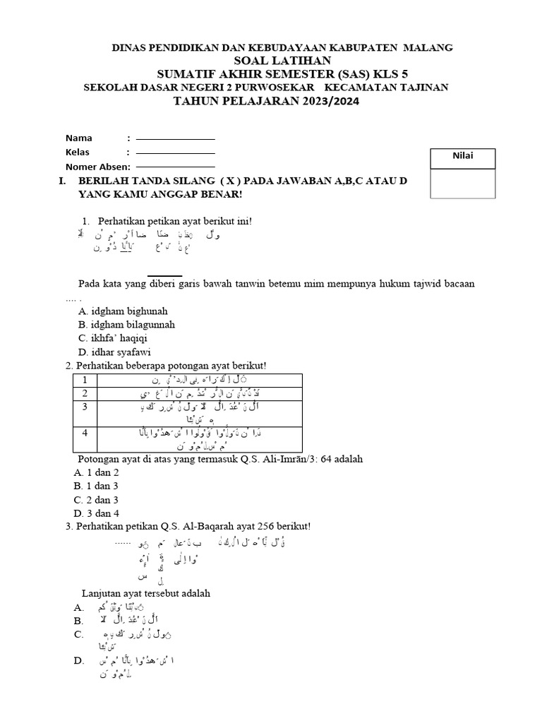 Sas Pai SMT Genap KLS 5 2024 | PDF | Agama & Spiritualitas