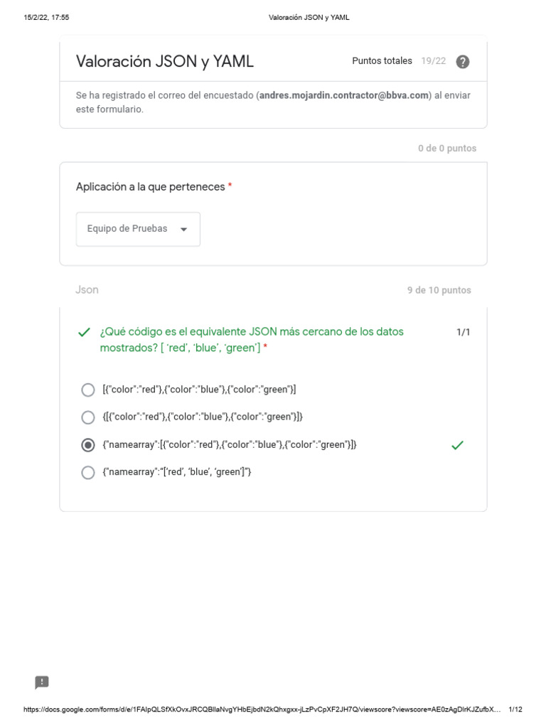 GUIA Valoración JSON y YAML | PDF | Json | Xml