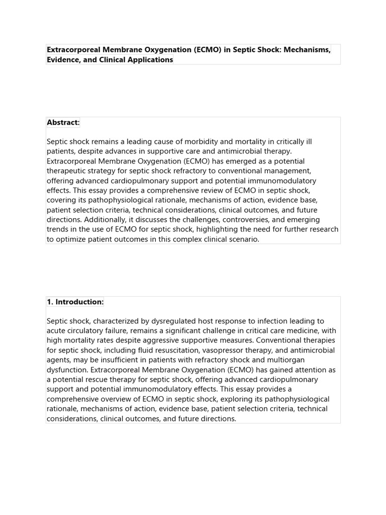 ECMO in Septic Shock | PDF | Sepsis | Shock (Circulatory)
