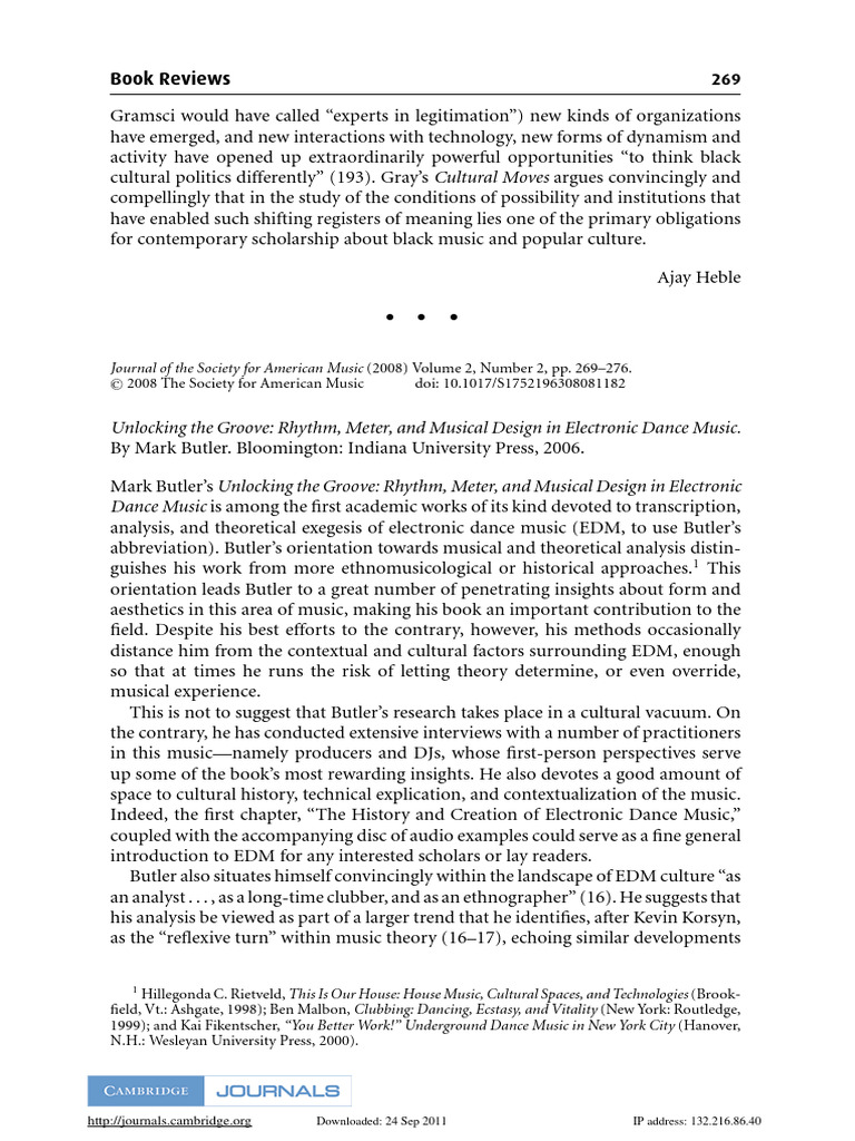 review of Butler, Unlocking the Groove by Vijay Iyer | PDF | Rhythm ... review of Butler, Unlocking the Groove by Vijay Iyer | PDF | Rhythm ...