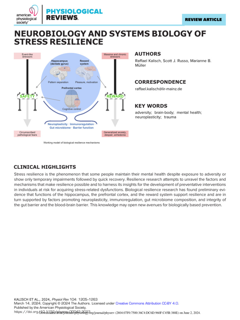 Neurobiology and Systems Biology of Stress Resilience | PDF ...
