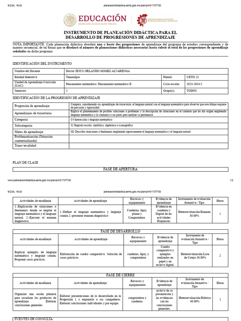 progRESION 1 pm2 | PDF | Evaluación | Aprendizaje