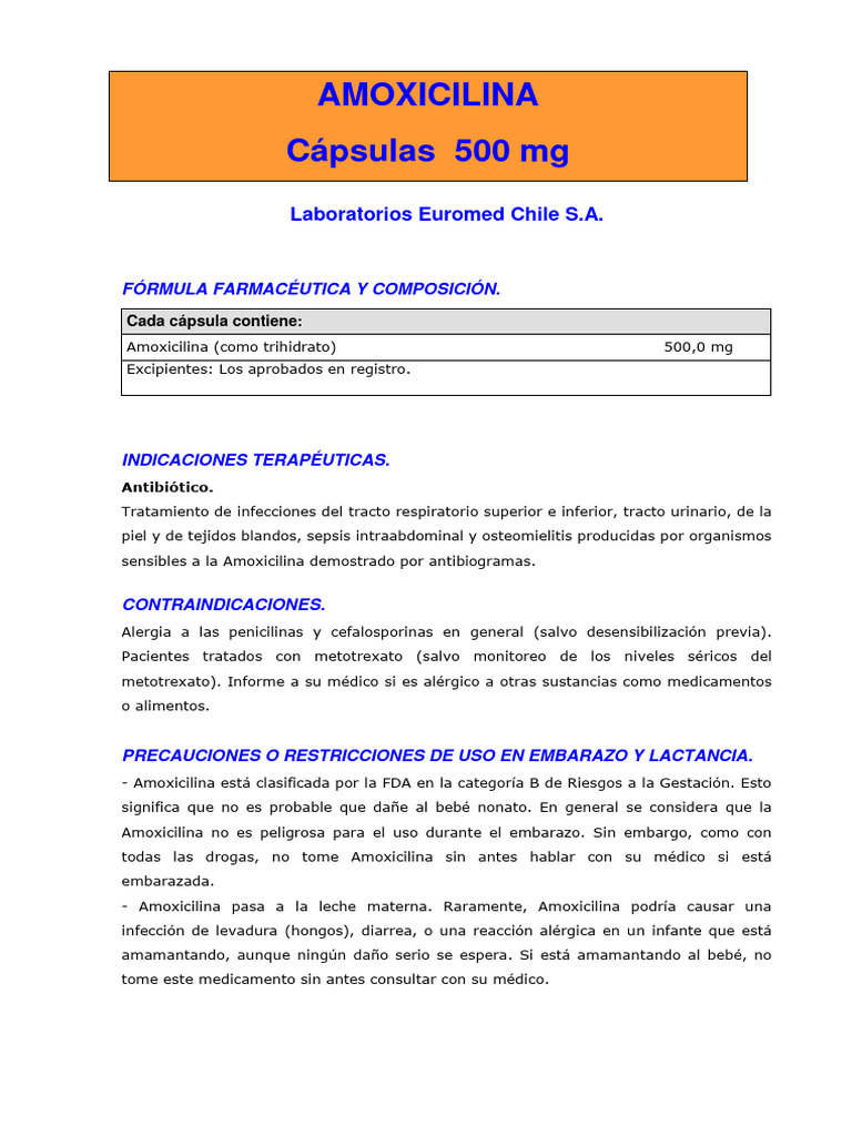 Amoxicilina Cáp 500 MG Harbin | PDF | Alergia | Amamantamiento
