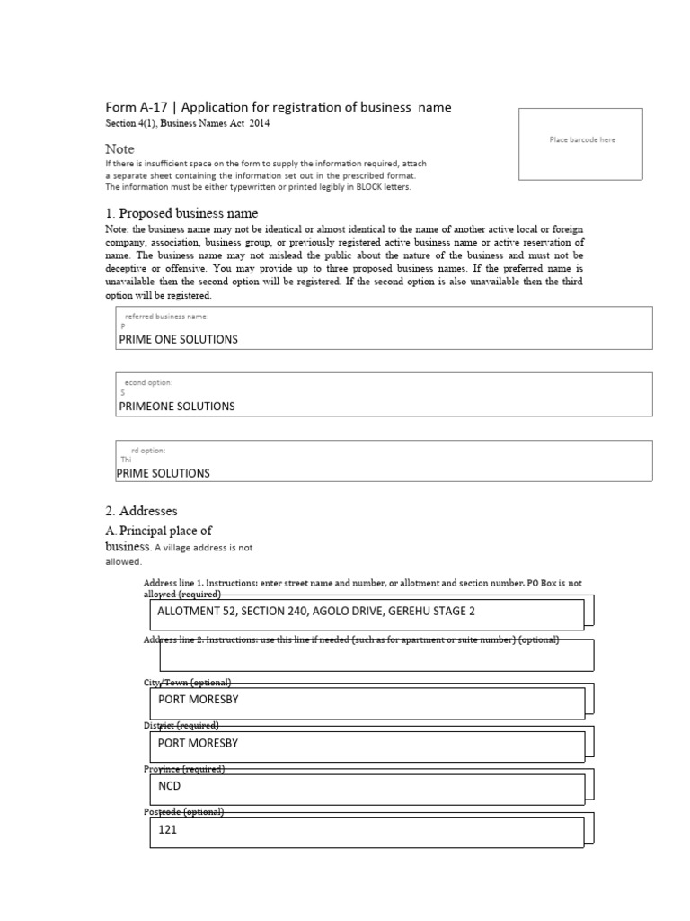 form-a-17 | PDF | Mail | Papua New Guinea