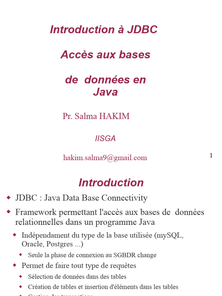 Cours JDBC | PDF | SQL | Bases de données