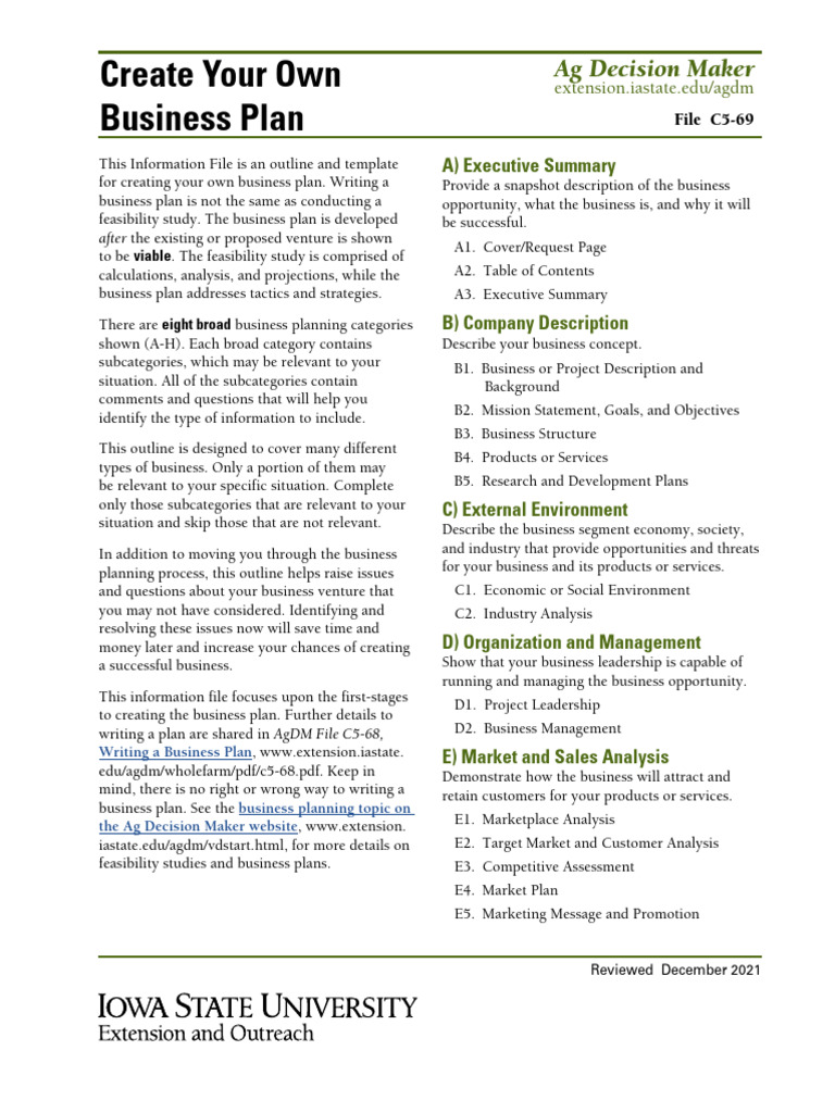 Create Your Own Business Plan: Ag Decision Maker | PDF | Product ...