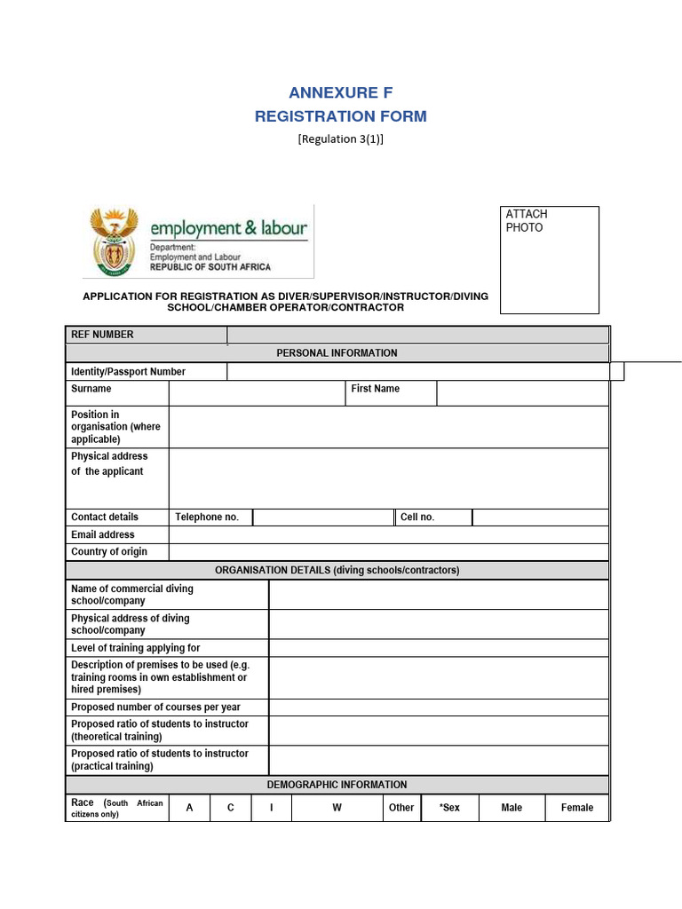 Annexure-F-Registration-Form | PDF | Underwater Diving | Occupational Safety And Health