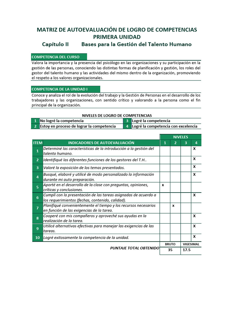 02 MATRIZ DE AUTOEVALUACIÓN DE LOGRO DE COMPETENCIAS 2 | Descargar gratis PDF | Gestión de ...