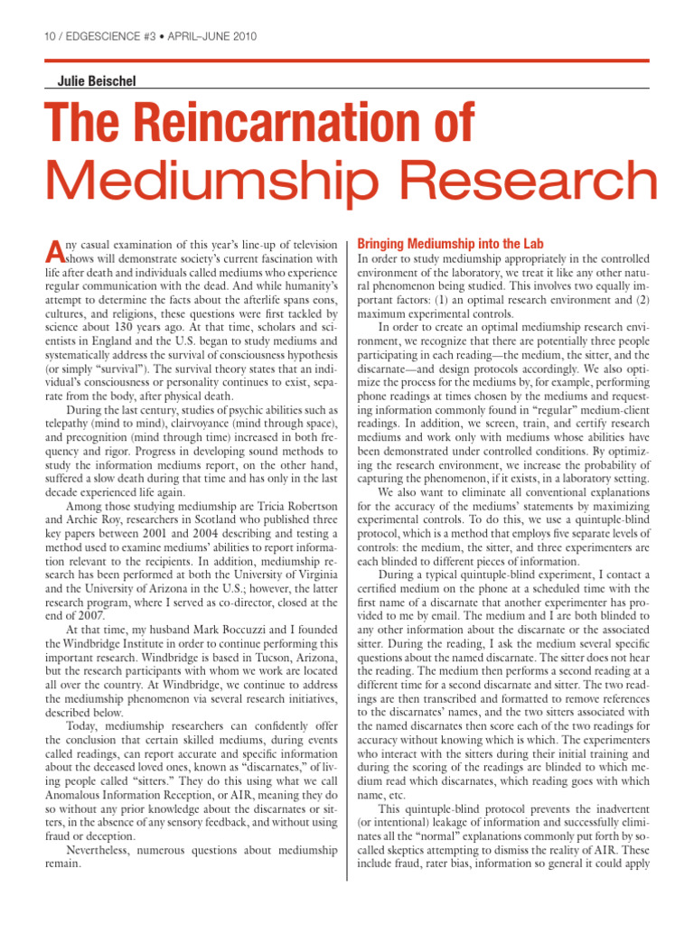 BeischelEdgeScience3 p10-12 | PDF | Parapsychology | Mediumship