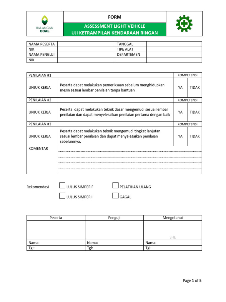 Form Assessment LV-Revarg 1 | PDF