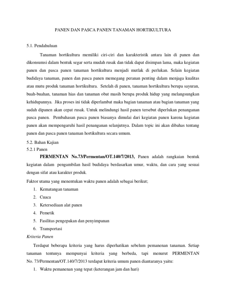 Proses Panen dan Penanganan Pasca Panen | PDF | Kesehatan Holistik