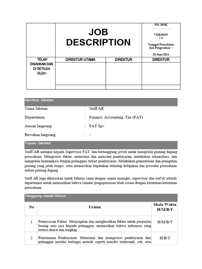 JOB DESCRIPTION STAFF AR | PDF