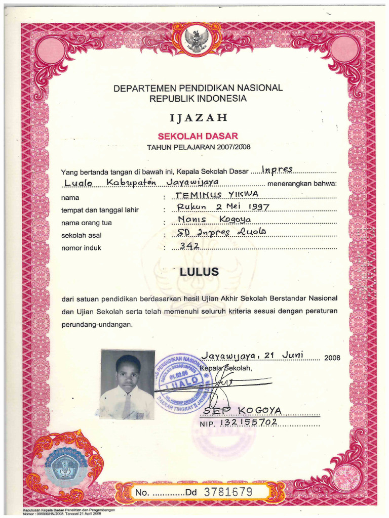 ijazah SD | PDF